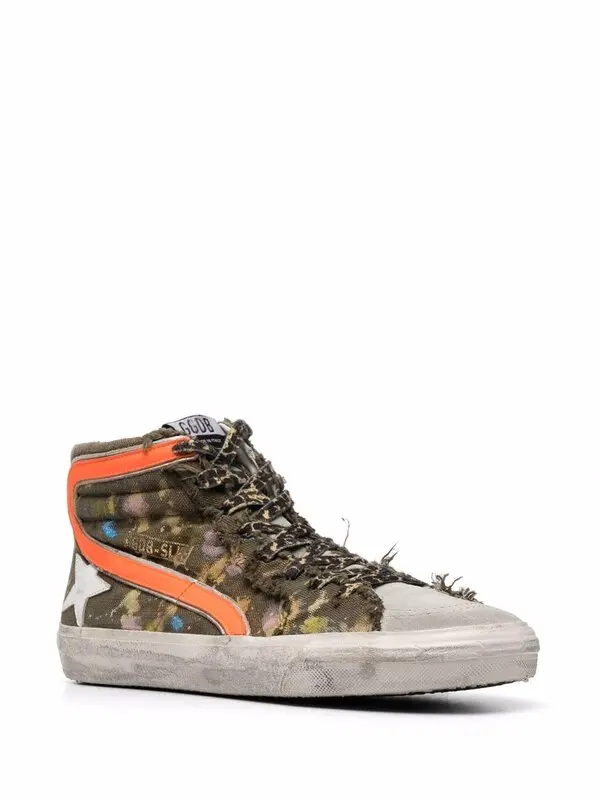 GOLDEN GOOSE Slide Paint-splatter High-top Sneakers