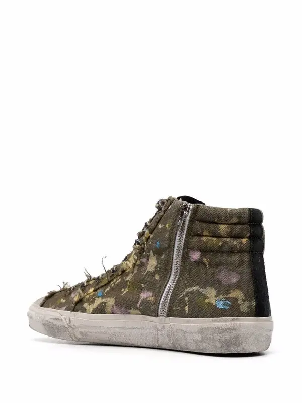 GOLDEN GOOSE Slide Paint-splatter High-top Sneakers