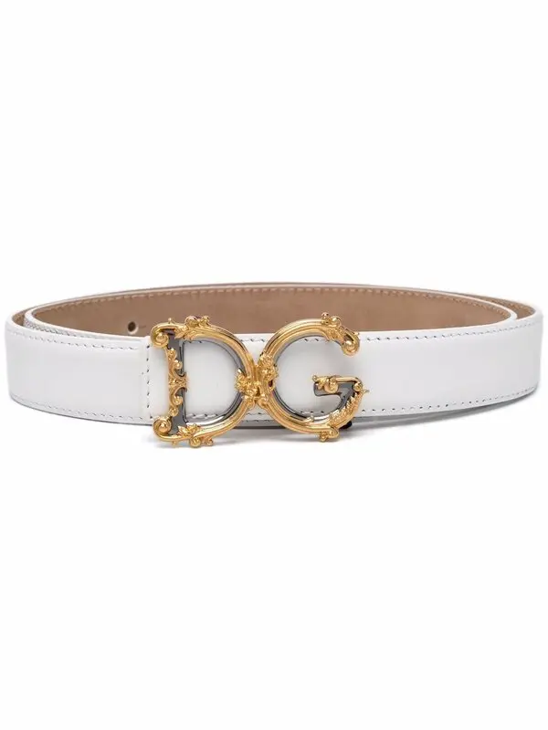Dolce & Gabbana Dg-logo Leather Belt - White