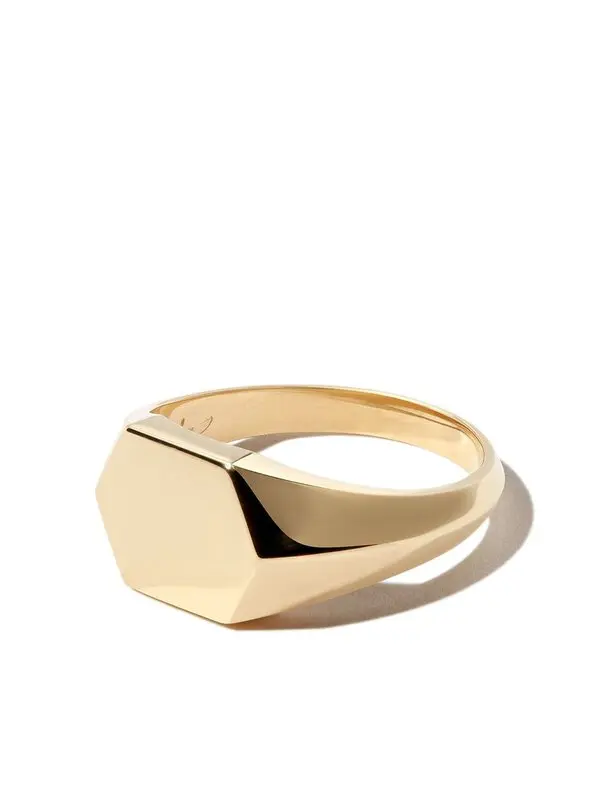 Lizzie Mandler 18kt Yellow Hex Signet Ring - Gold