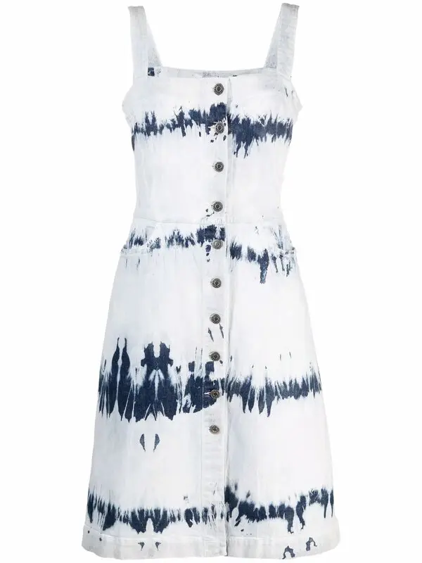 Stella McCartney Tie-dye Cotton A-line Dress - Blue