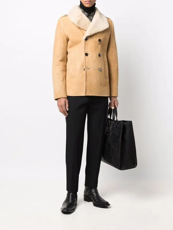 Saint Laurent Double-breasted Shearling Pea Coat