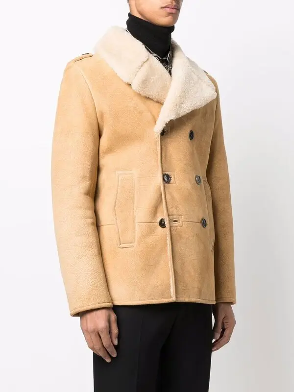 Saint Laurent Double-breasted Shearling Pea Coat