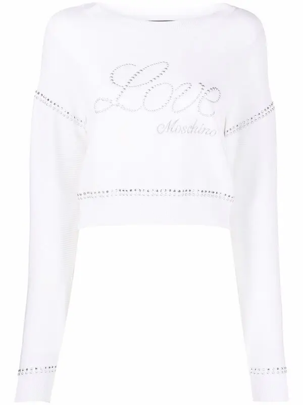 Moschino Embroidered Logo Cotton Sweater - White