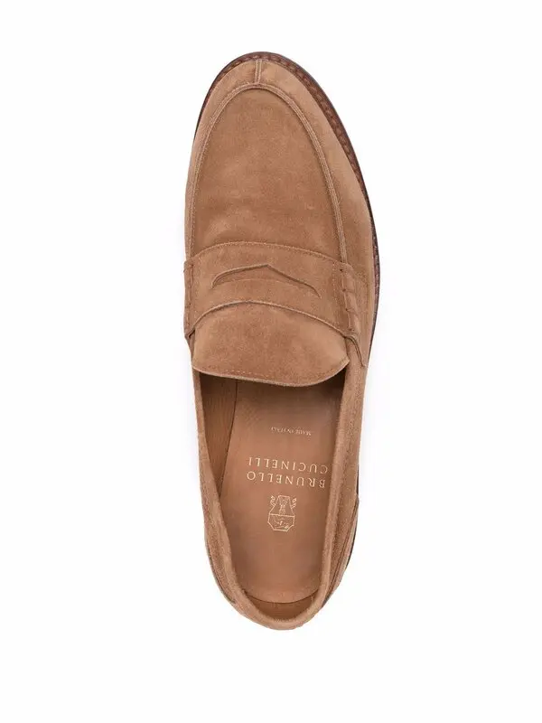 Brunello Cucinelli Suede Penny Loafers