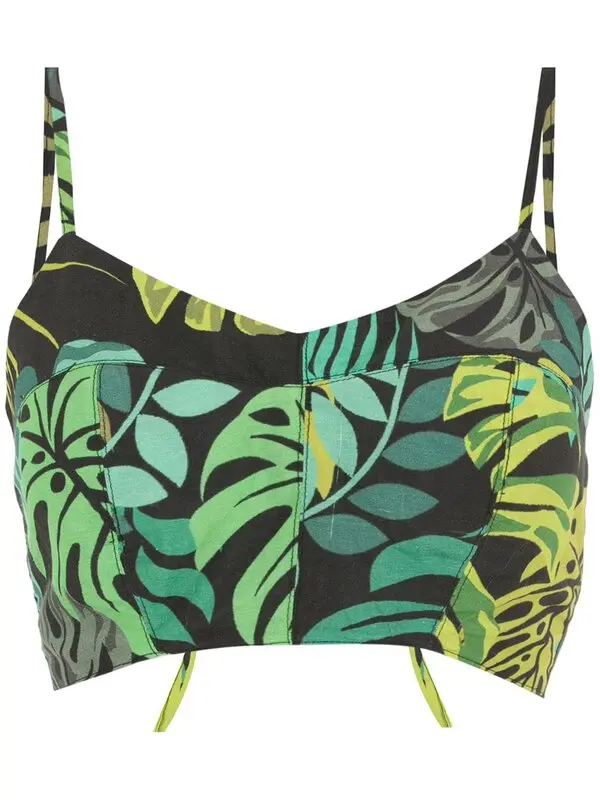 AMIR SLAMA Tropical Print Cropped Top