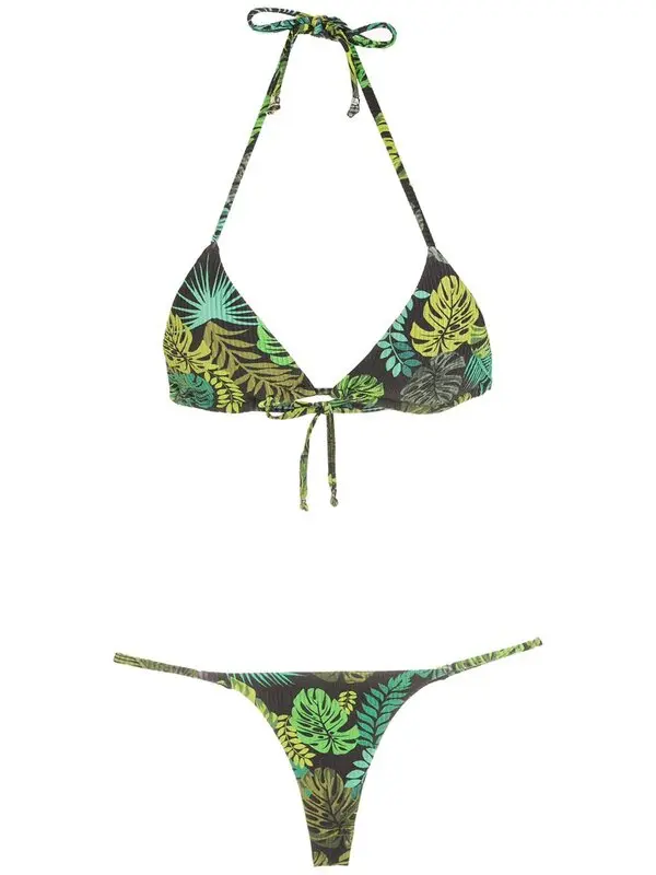 AMIR SLAMA Tropical Print Bikini - Green