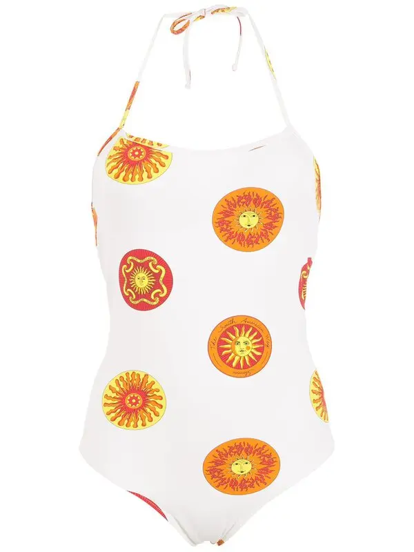 AMIR SLAMA Sun Print One-piece Swimsuit - White