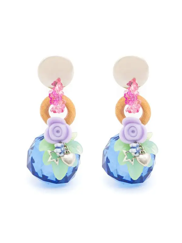 AMIR SLAMA Floral-motif Drop Earrings - Blue