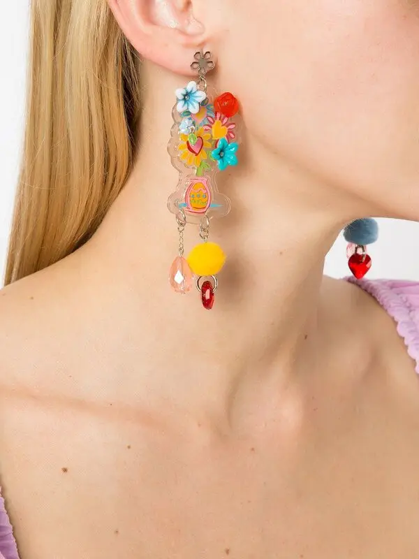 AMIR SLAMA Floral-appliqué Drop Earrings