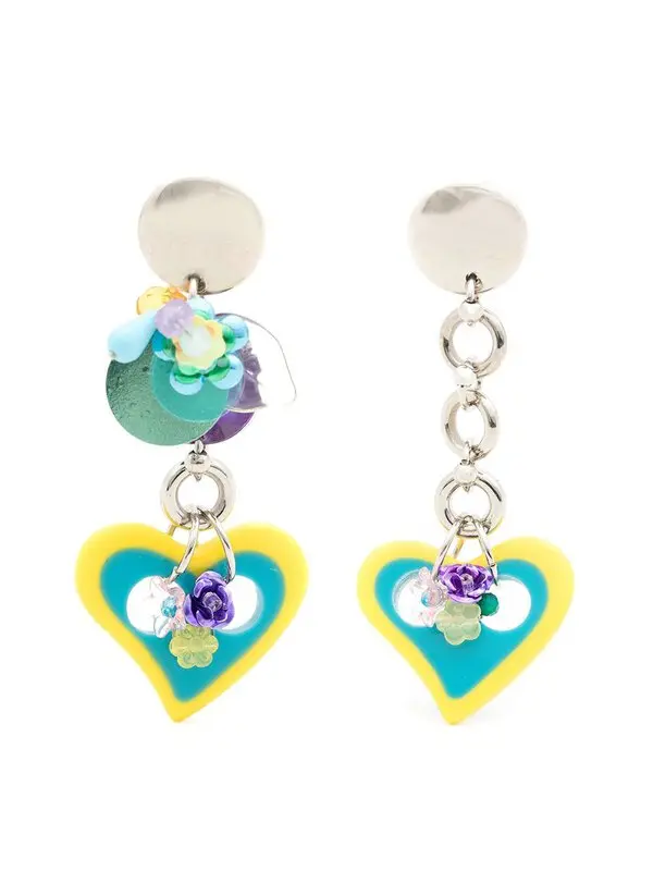 AMIR SLAMA BIJOUX Amir Slama Heart-motif Drop Earrings - Blue