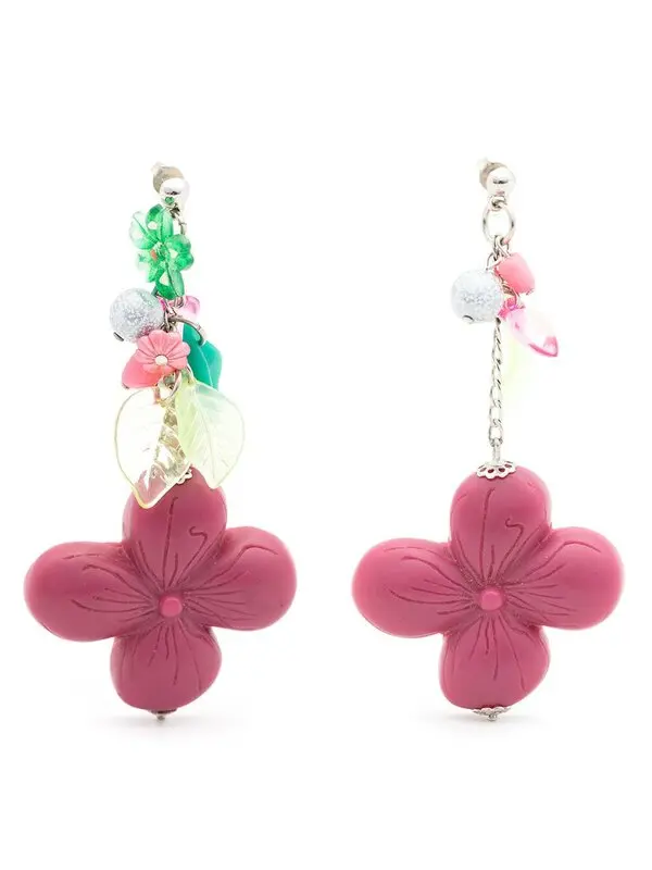 AMIR SLAMA Floral Appliqué Drop Earrings - Purple