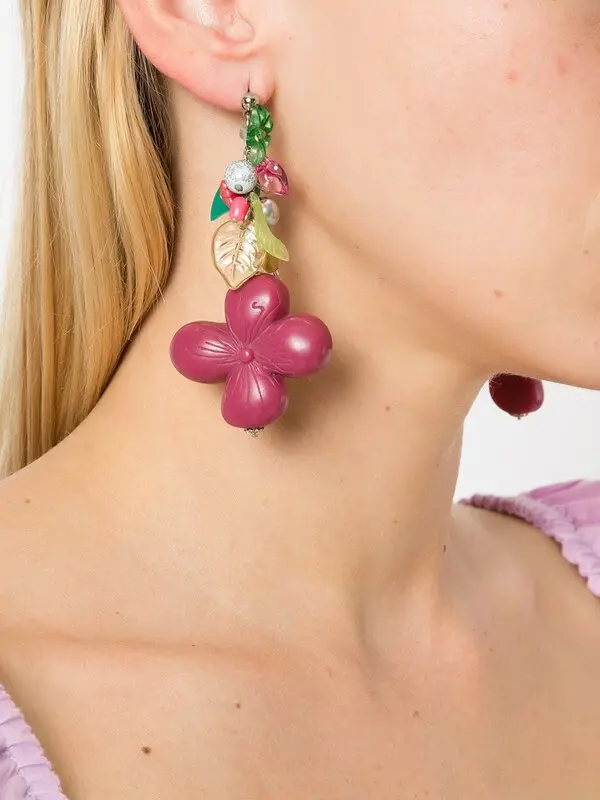 AMIR SLAMA Floral Appliqué Drop Earrings