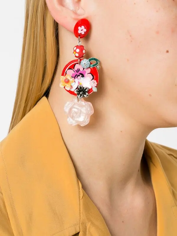 AMIR SLAMA Floral-print Drop Earrings
