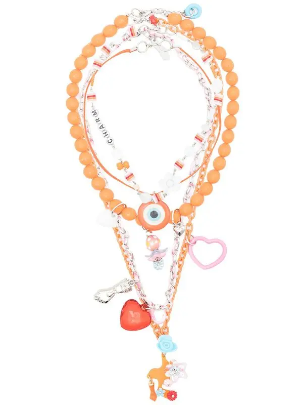 AMIR SLAMA Six-strand Charm Necklace - Orange
