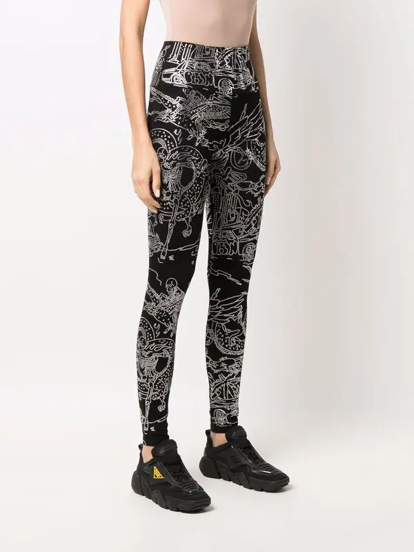Philipp Plein Tattoo-print Embellished Leggings