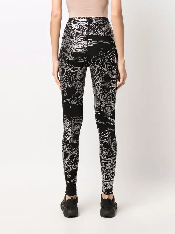Philipp Plein Tattoo-print Embellished Leggings
