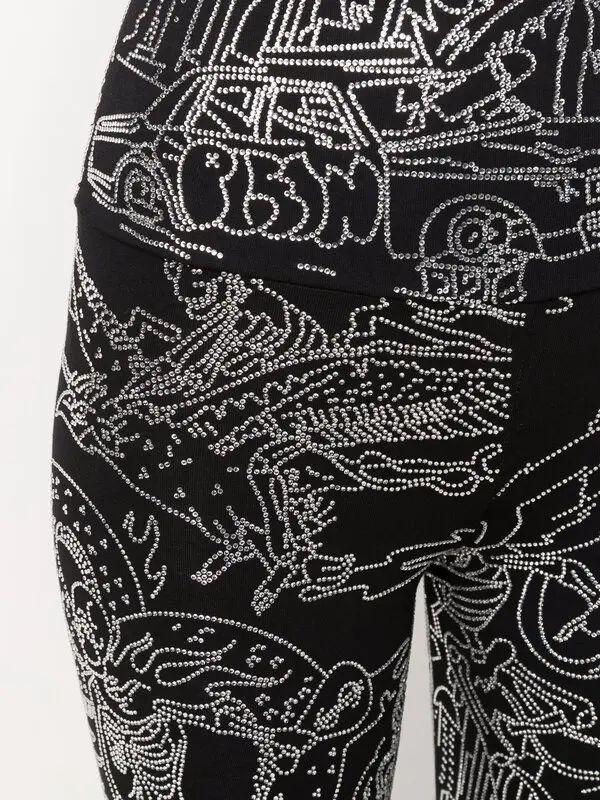 Philipp Plein Tattoo-print Embellished Leggings