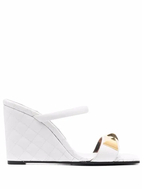 Philipp Plein Matelassé Leather Wedges - White