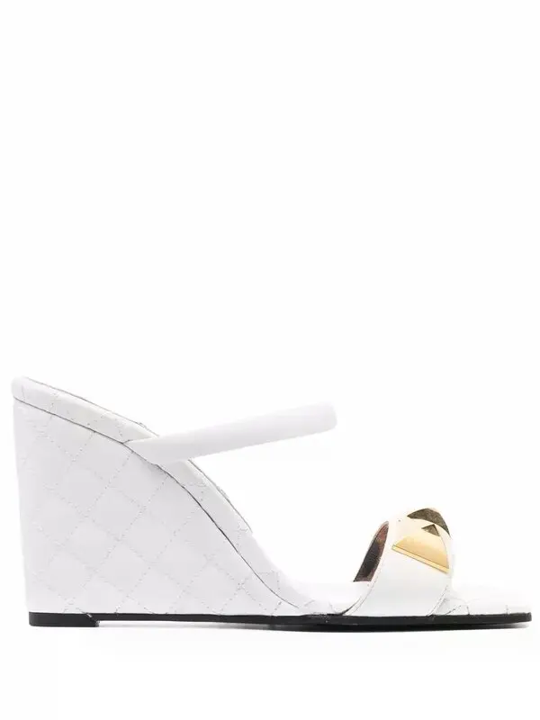 Philipp Plein Matelassé Leather Wedges - White