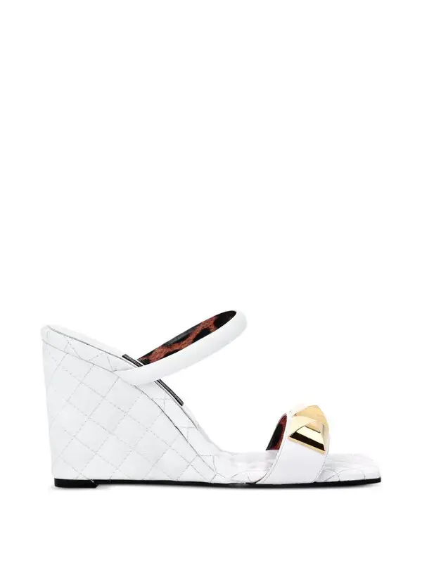 Philipp Plein Matelassé Wedge Sandals - White