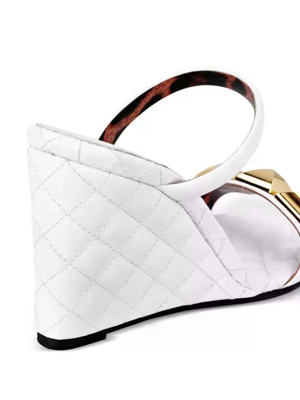 Philipp Plein Matelassé Wedge Sandals - White