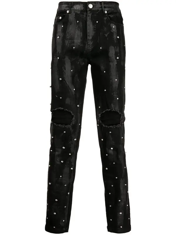 GOD'S MASTERFUL CHILDREN Harley Distressed Wax-appliqué Jeans