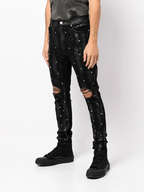 GOD'S MASTERFUL CHILDREN Harley Distressed Wax-appliqué Jeans