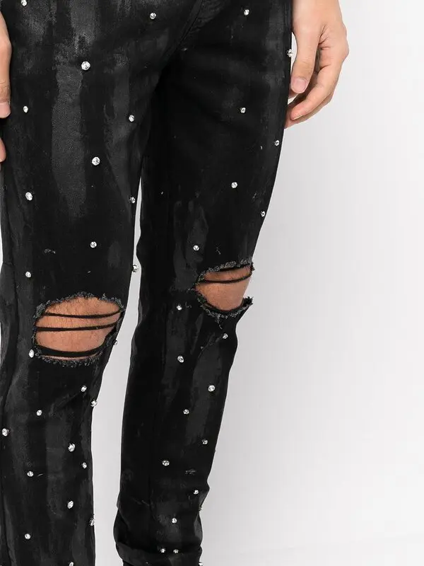 GOD'S MASTERFUL CHILDREN Harley Distressed Wax-appliqué Jeans