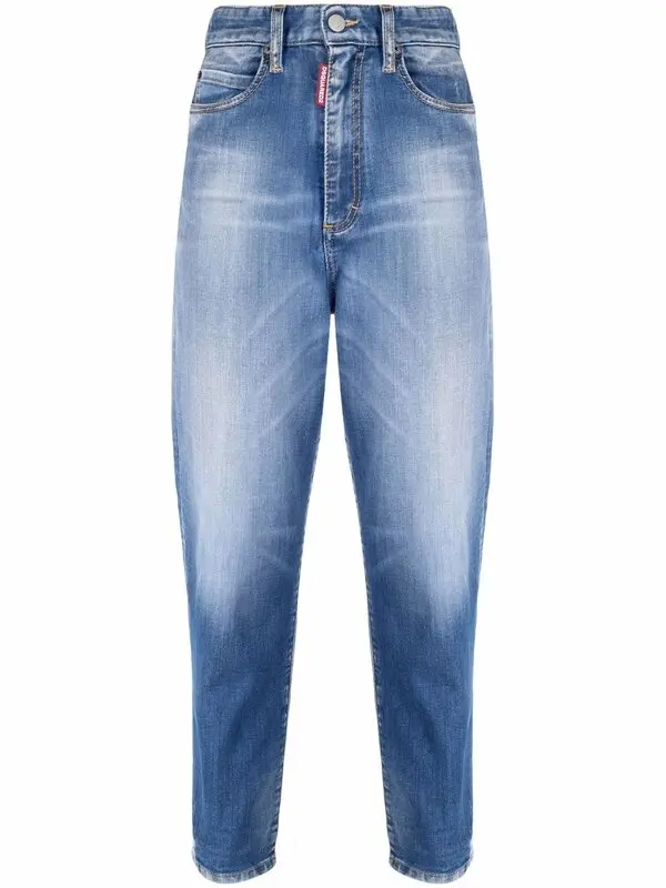 Dsquared2 Faded Effect Mom Jeans - Blue