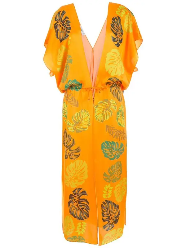 AMIR SLAMA Palm Leaf-print Beach Dress - Orange