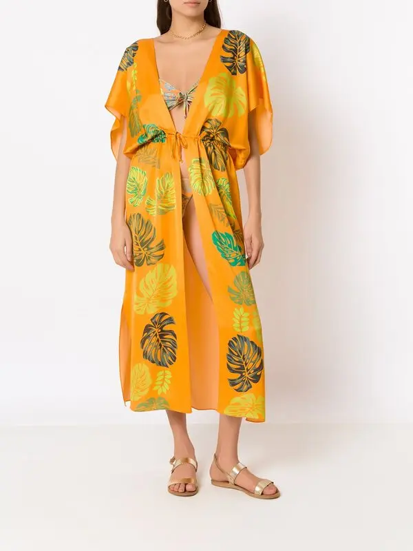 AMIR SLAMA Palm Leaf-print Beach Dress