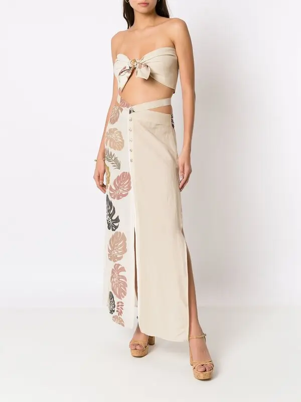 AMIR SLAMA Palm Leaf Print Crop Top