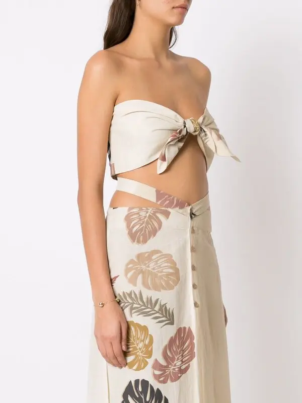 AMIR SLAMA Palm Leaf Print Crop Top