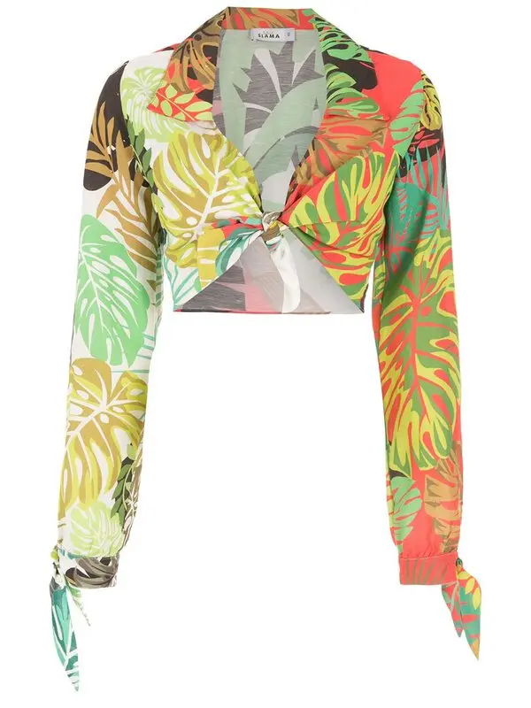 AMIR SLAMA Palm Leaf Print Shirt