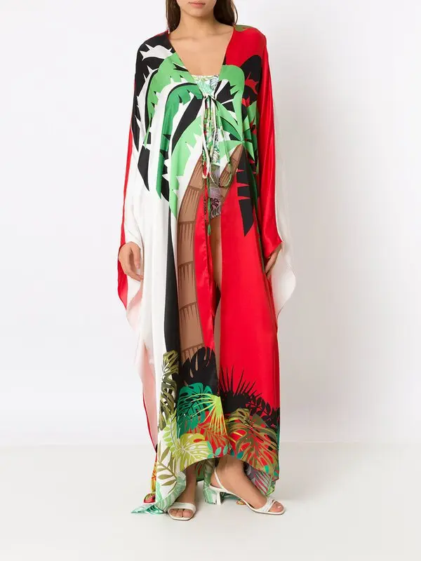 AMIR SLAMA Palm Leaf Print Beach Kaftan