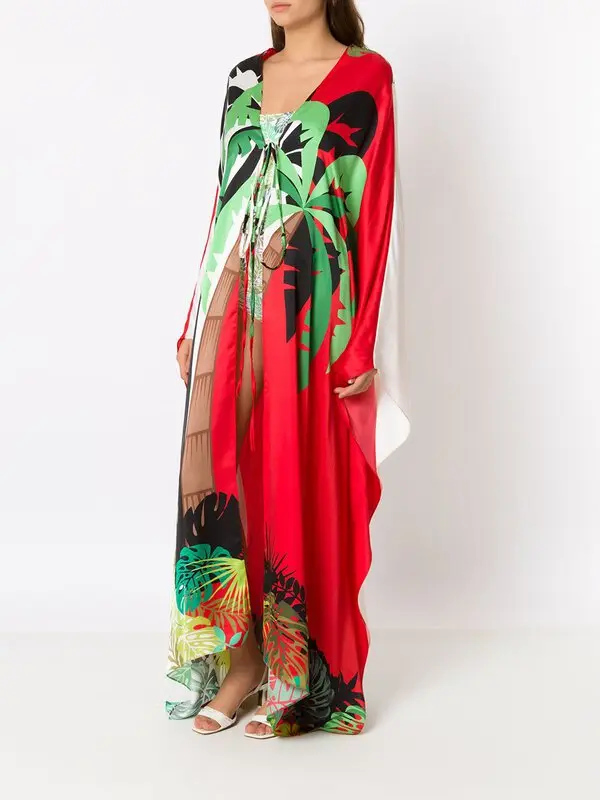 AMIR SLAMA Palm Leaf Print Beach Kaftan