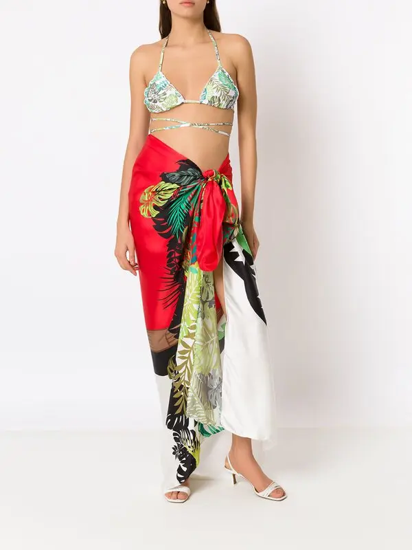 AMIR SLAMA Palm Leaf Print Pareo