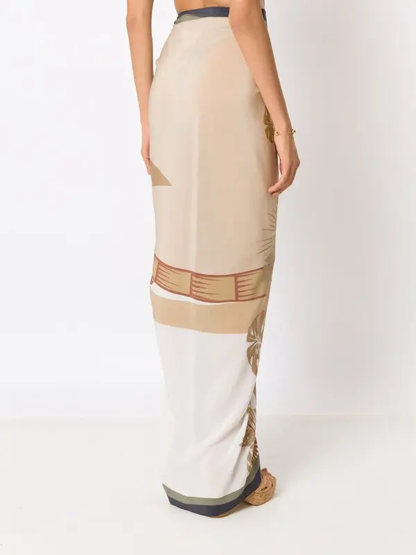 AMIR SLAMA Palm Leaf Print Pareo