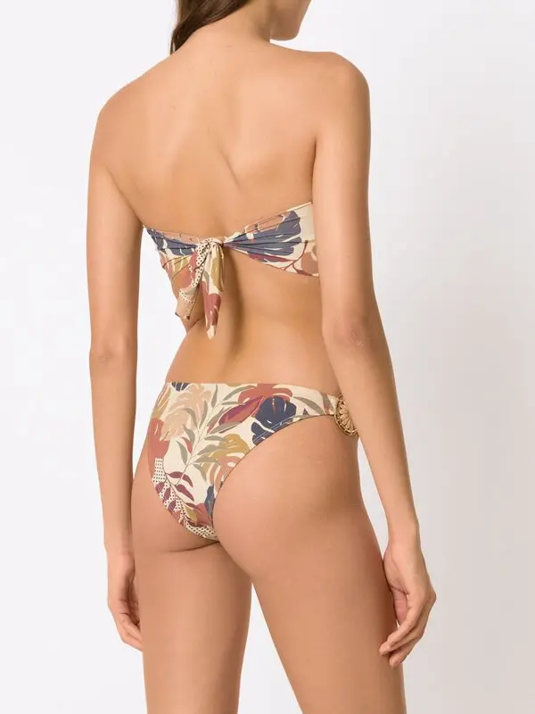 AMIR SLAMA Palm Leaf Print Bikini - Neutrals