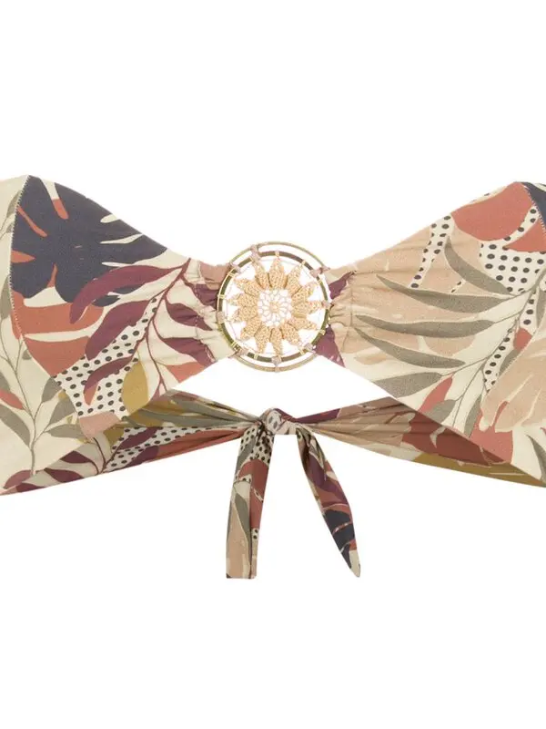 AMIR SLAMA Palm Leaf Print Bikini - Neutrals