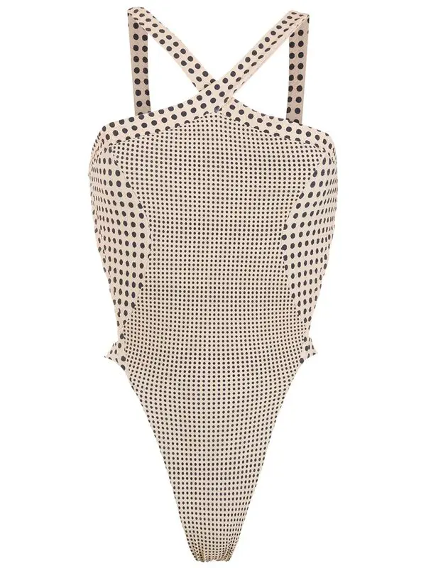 AMIR SLAMA Polka-dot Print Swimsuit - Neutrals