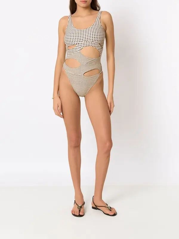 AMIR SLAMA Polka-dot Print Cutout Swimsuit