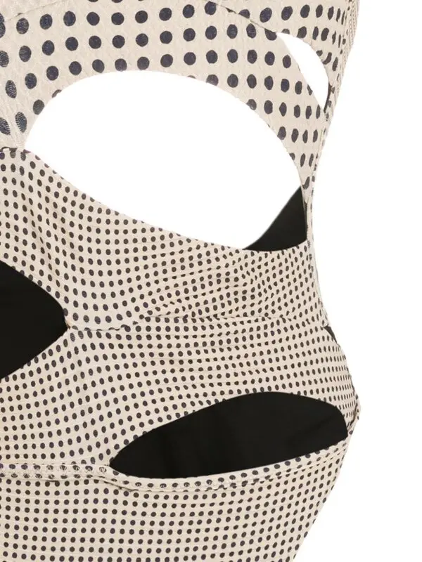 AMIR SLAMA Polka-dot Print Cutout Swimsuit
