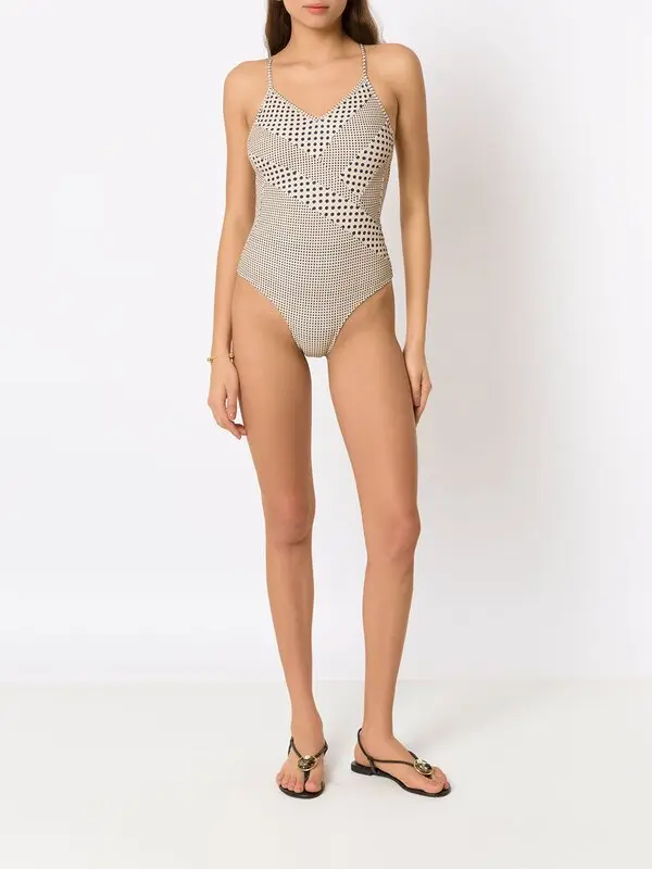 AMIR SLAMA Polka-dot Print Panelled Swimsuit