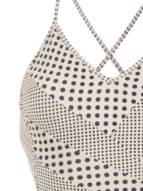 AMIR SLAMA Polka-dot Print Panelled Swimsuit