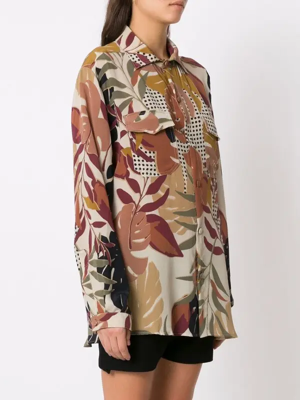 AMIR SLAMA Palm Tree Leaf Print Shirt