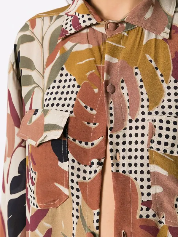 AMIR SLAMA Palm Tree Leaf Print Shirt