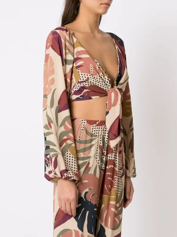 AMIR SLAMA Palm Leaf Print Blouse