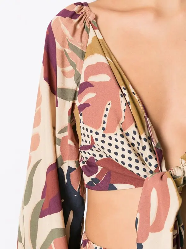 AMIR SLAMA Palm Leaf Print Blouse